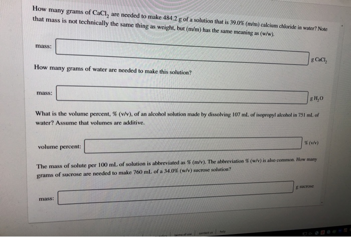 Solved How many grams of CaCl, are needed to make 484.2 g of | Chegg.com