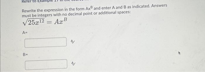 Solved Rewrite the expression in the form AxB and enter A | Chegg.com