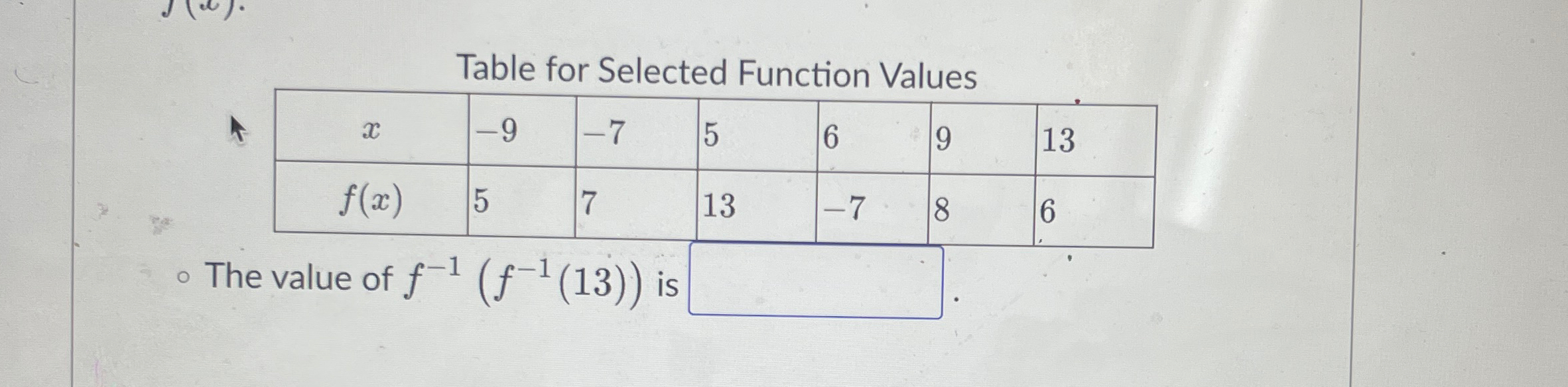 Solved Table for Selected Function | Chegg.com