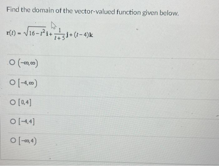 Solved Find the domain of the vector-valued function given | Chegg.com