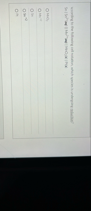 Solved tccording to the following cell notation, which | Chegg.com