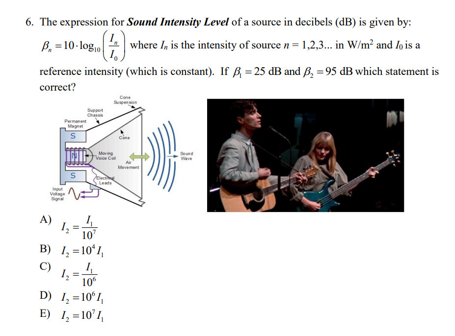 Solved The expression for Sound Intensity Level of a source | Chegg.com