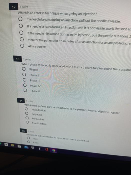 Solved 12 1 point Which is an error in technique when giving | Chegg.com