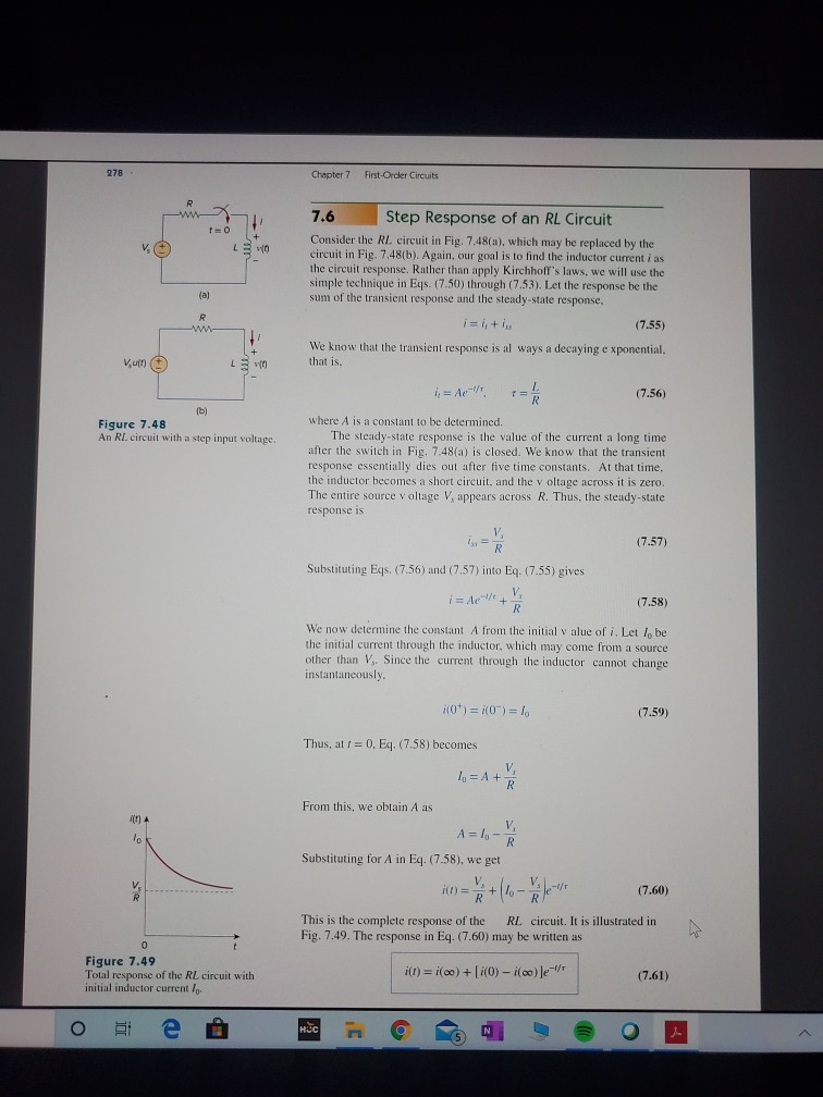 Solved Please solve the step response RL circuit (Fig.7.48) | Chegg.com