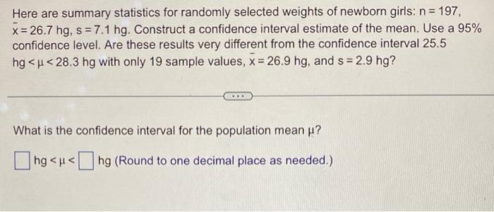 Solved Here are summary statistics for randomly selected | Chegg.com