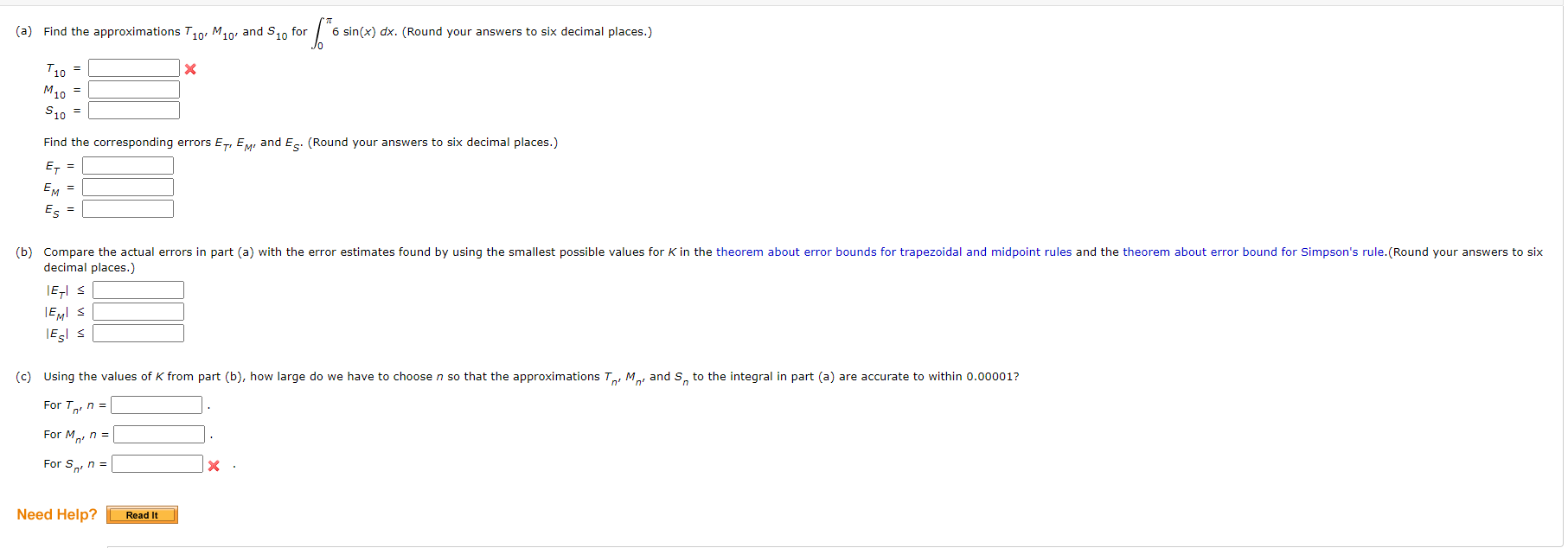 Solved (a) ﻿Find the approximations T10,M10, ﻿and S10 ﻿for | Chegg.com