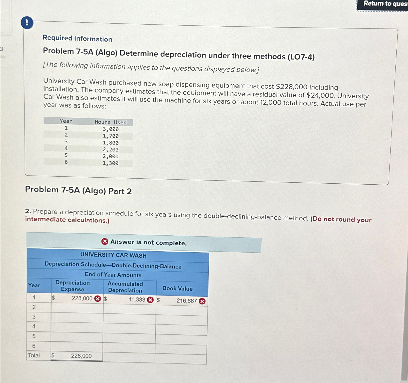 Solved Return to quesRequired informationProblem 7-5A (Algo) | Chegg.com