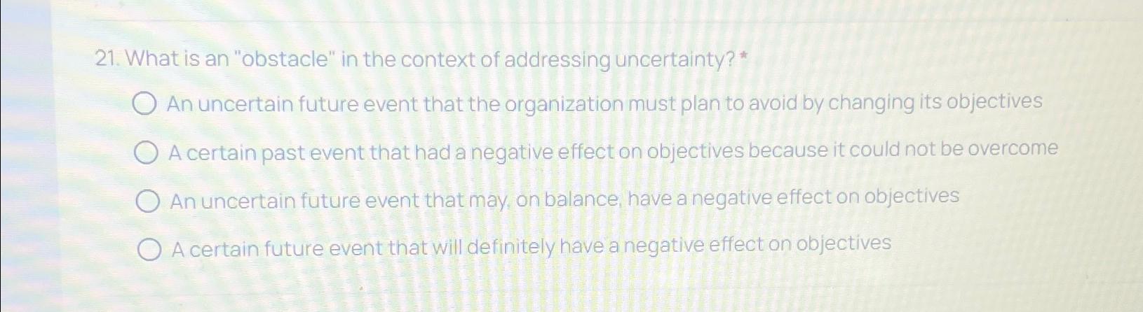 Solved What is an "obstacle" in the context of addressing | Chegg.com