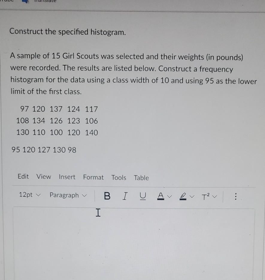 Solved Construct the specified histogram. A sample of 15 | Chegg.com