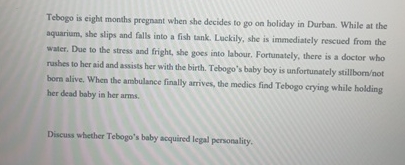 Solved Tebogo is eight months pregnant when she decides to | Chegg.com