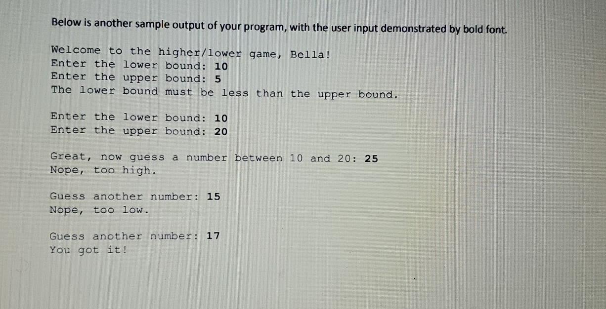 Solved Vo 1 Review The Higher Lower Game Sample Output For