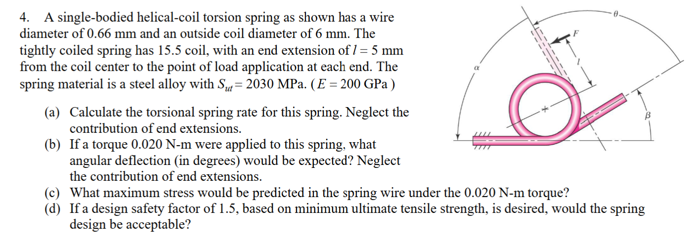 Solved 4. ﻿A single-bodied helical-coil torsion spring as | Chegg.com
