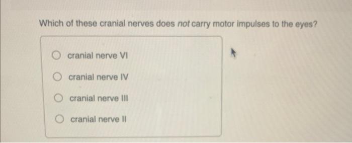Solved Which of these cranial nerves does not carry motor | Chegg.com