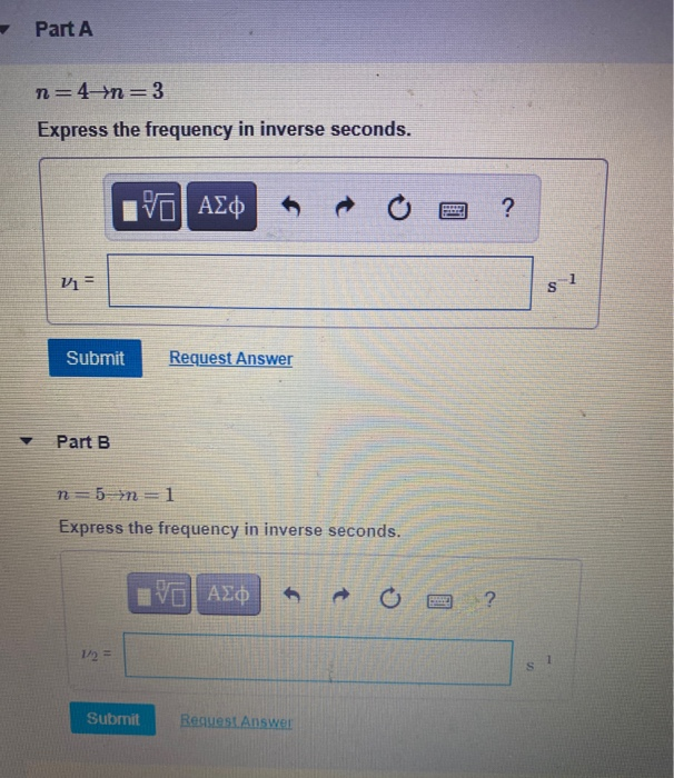 Solved Part A n=4 n=3 Express the frequency in inverse | Chegg.com
