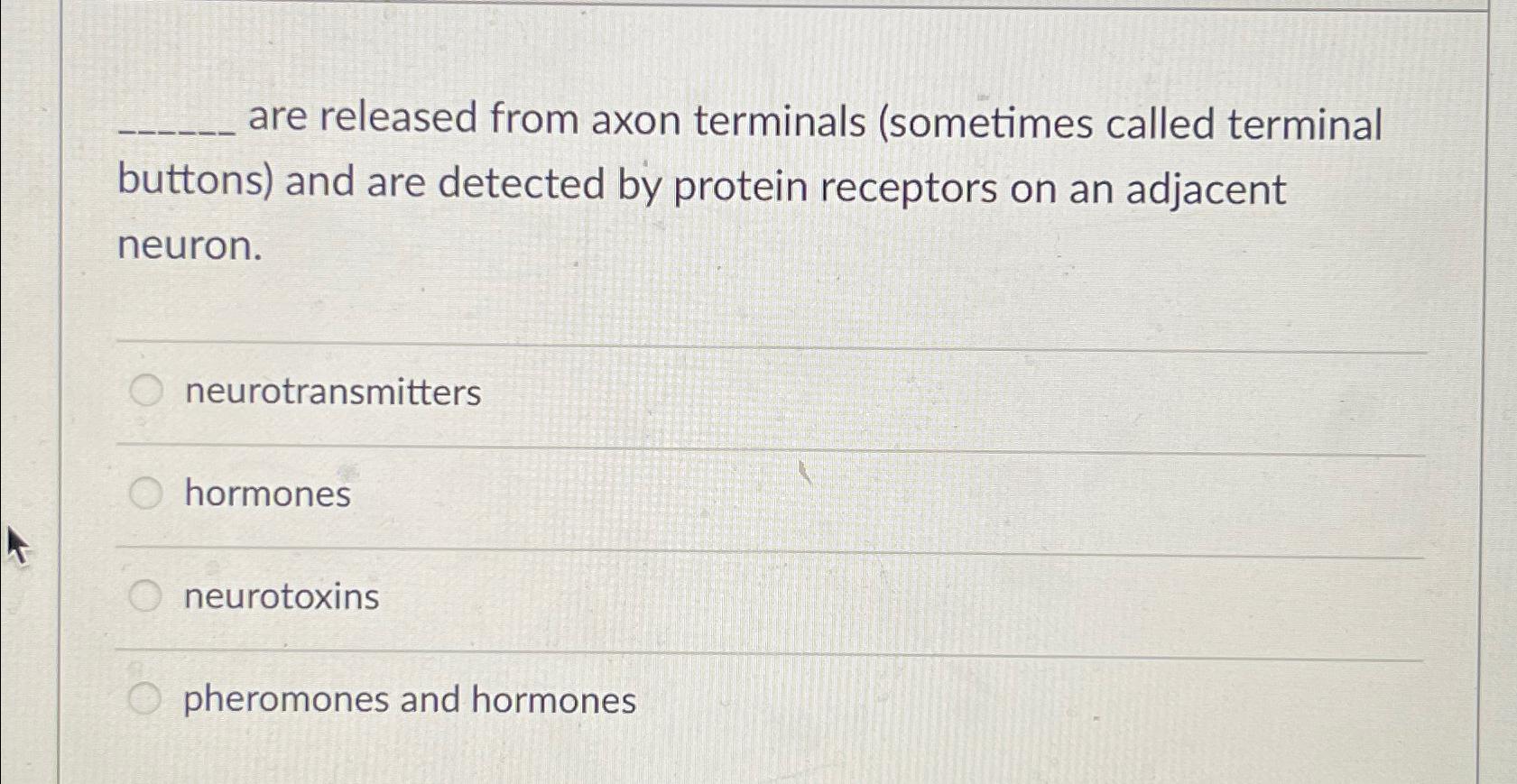 Solved are released from axon terminals (sometimes called | Chegg.com