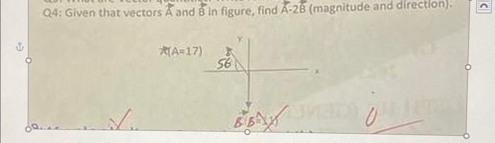 Solved Q4: Given that vectors A and B in figure, find A−2B | Chegg.com
