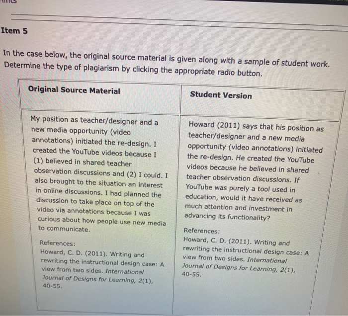 Solved Item 5 In the case below, the original source | Chegg.com