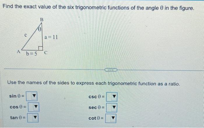 Solved Find the exact value of the six trigonometric | Chegg.com