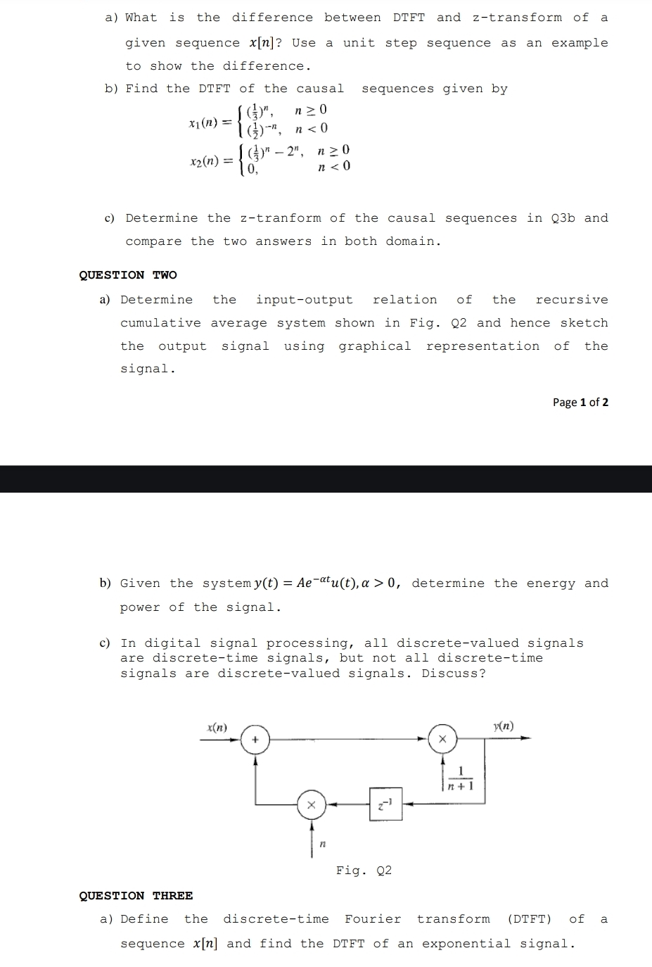 Solved a) ﻿What is the difference between DTFT and | Chegg.com