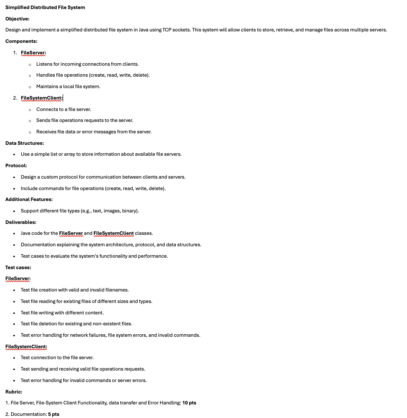 Solved Simplified Distributed File SystemObjective:Design | Chegg.com