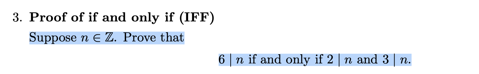 Solved Proof of if and only if (IFF)Suppose ninZ. Prove | Chegg.com
