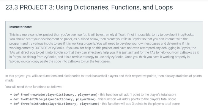 Solved 23.3 PROJECT 3: Using Dictionaries, Functions, and | Chegg.com