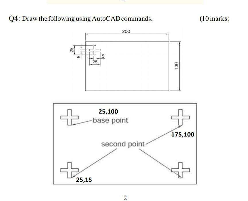 Solved Q4: Draw the following using AutoCAD commands. (10 | Chegg.com