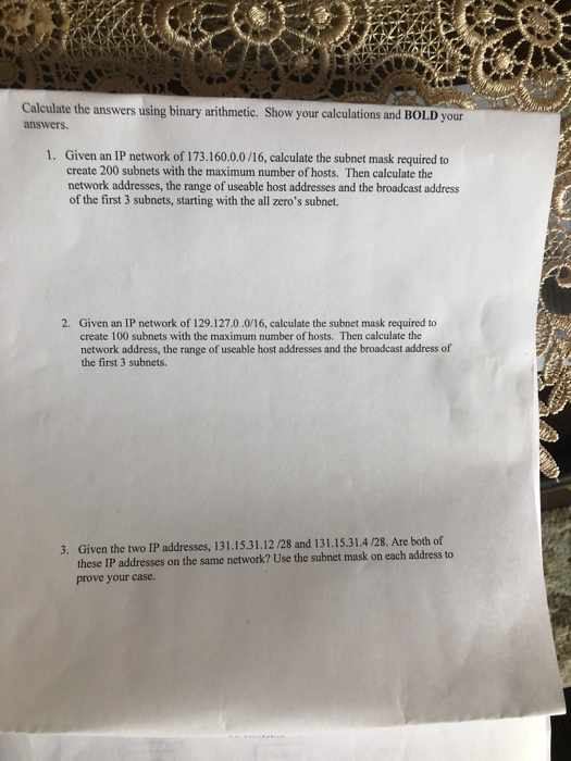 Solved In these subnetting problems, use VLSM. Start with | Chegg.com