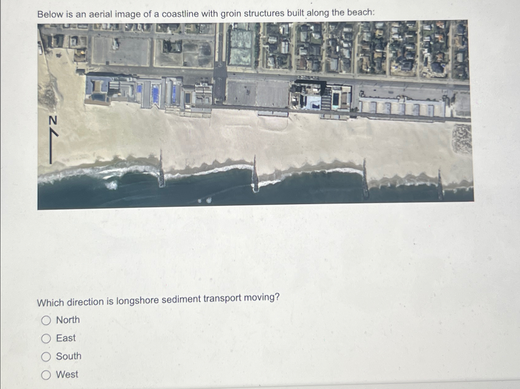 Solved Below is an aerial image of a coastline with groin | Chegg.com