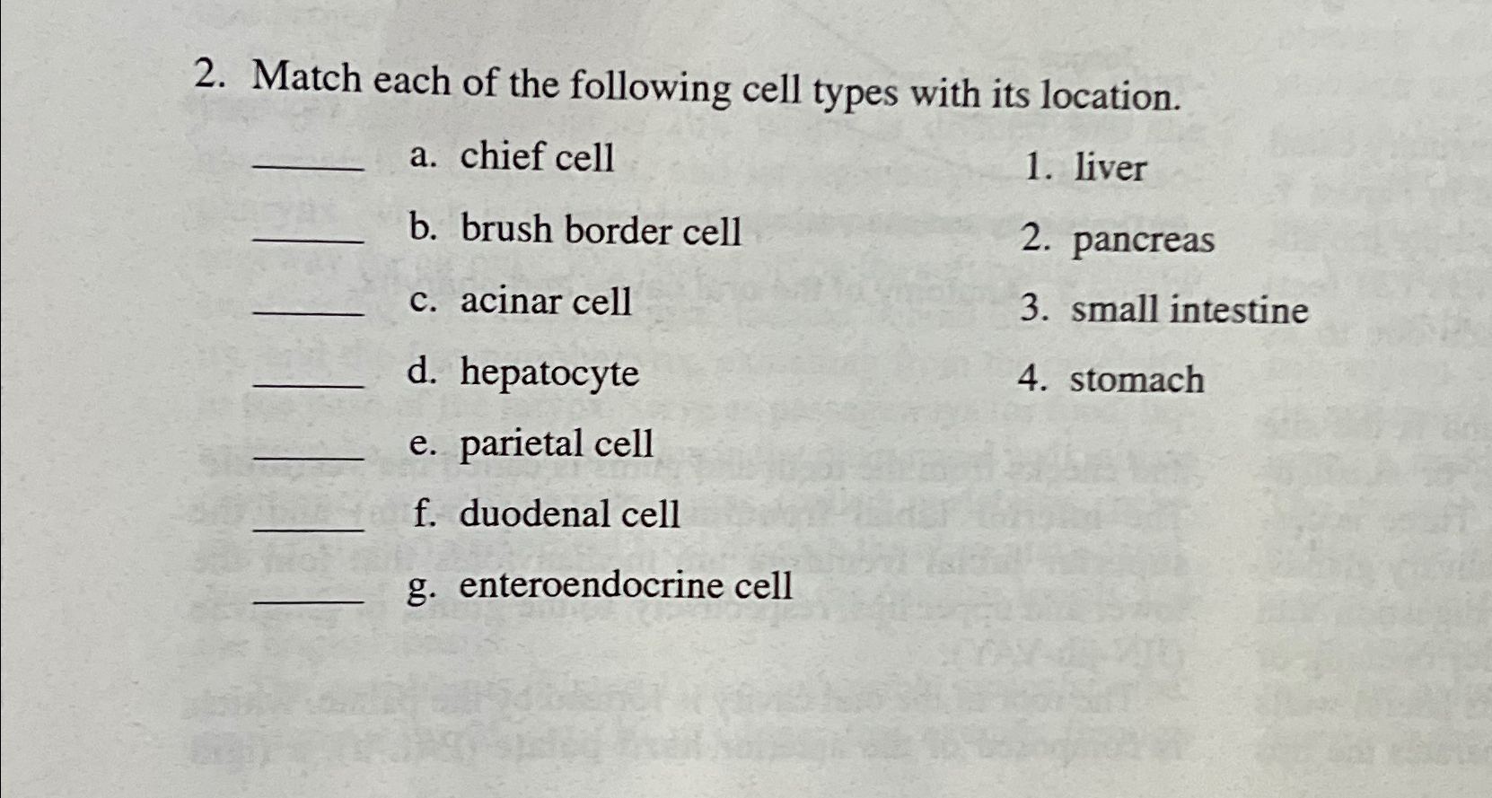 Solved Match each of the following cell types with its | Chegg.com