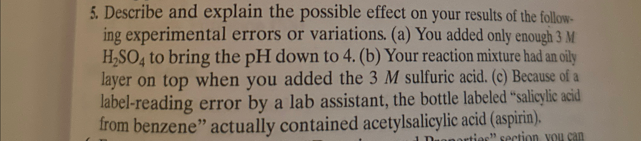 Solved Describe and explain the possible effect on your | Chegg.com