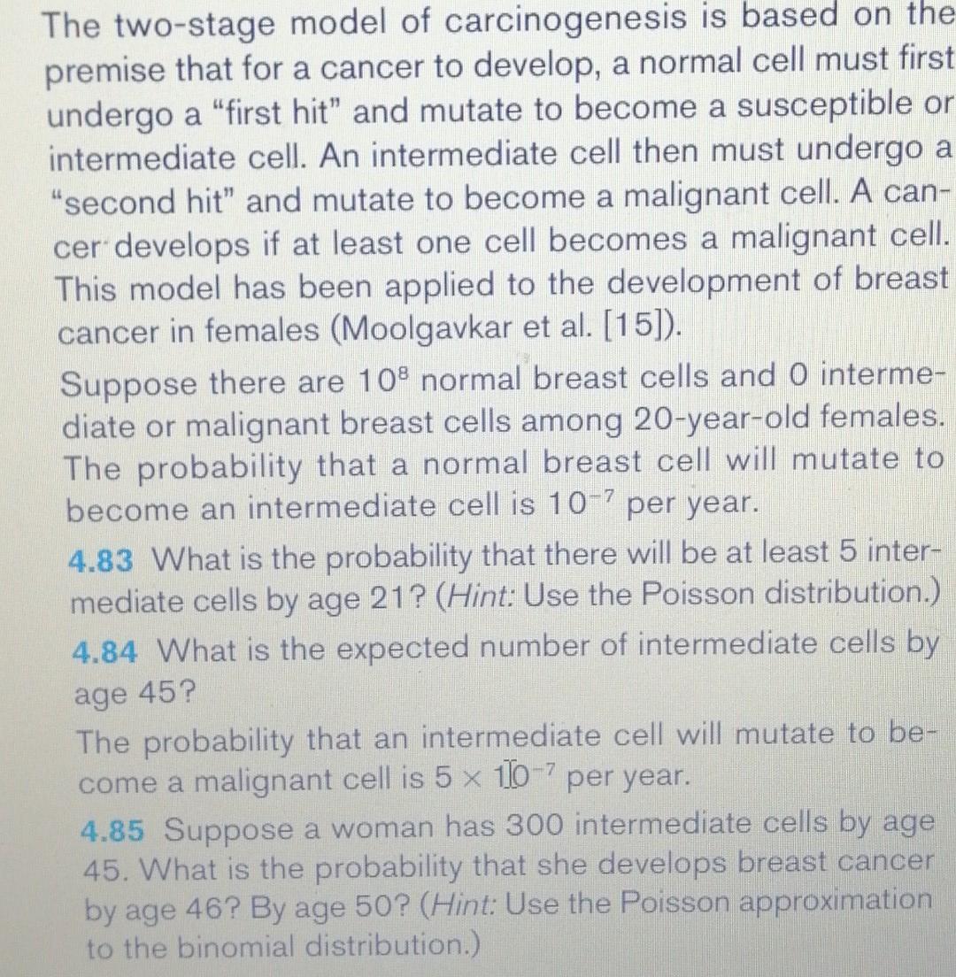 Solved The two-stage model of carcinogenesis is based on the | Chegg.com