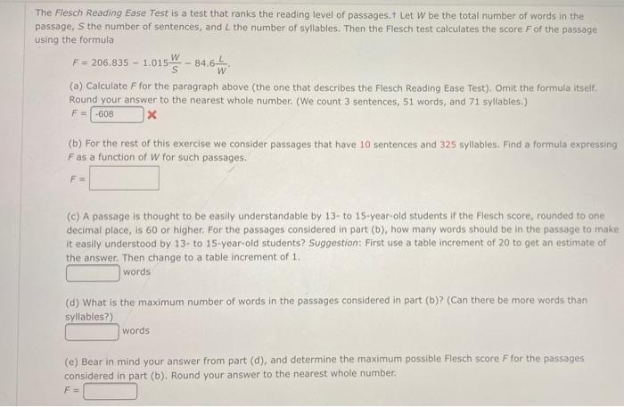 Solved The Flesch Reading Ease Test is a test that ranks the | Chegg.com