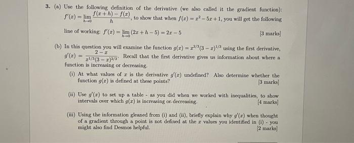 Solved (a) Use the following definition of the derivative | Chegg.com
