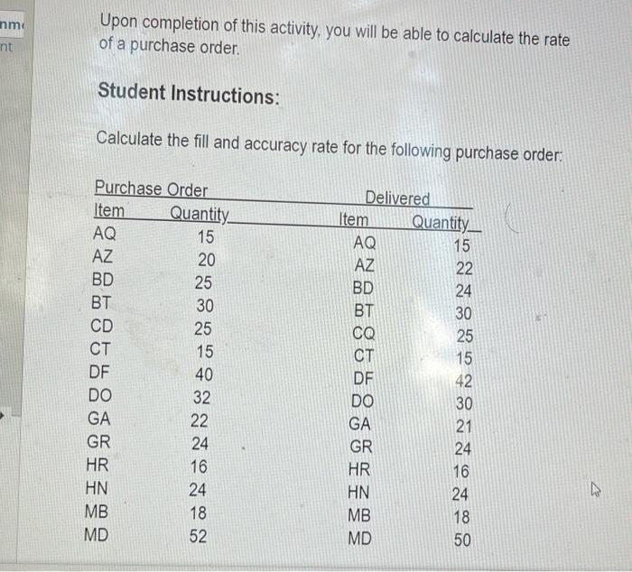 Solved Calculate the fill and accuracy rate for the | Chegg.com