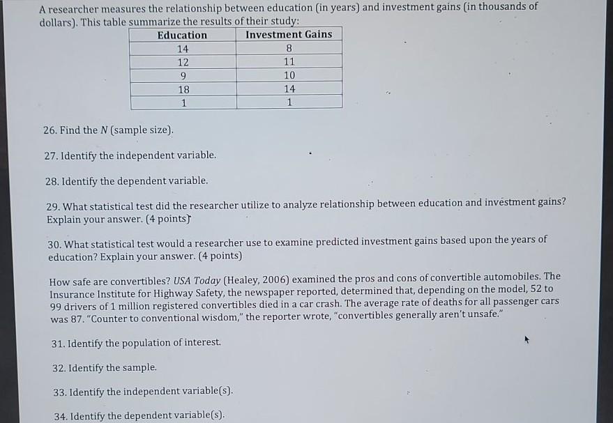 Solved A researcher measures the relationship between | Chegg.com