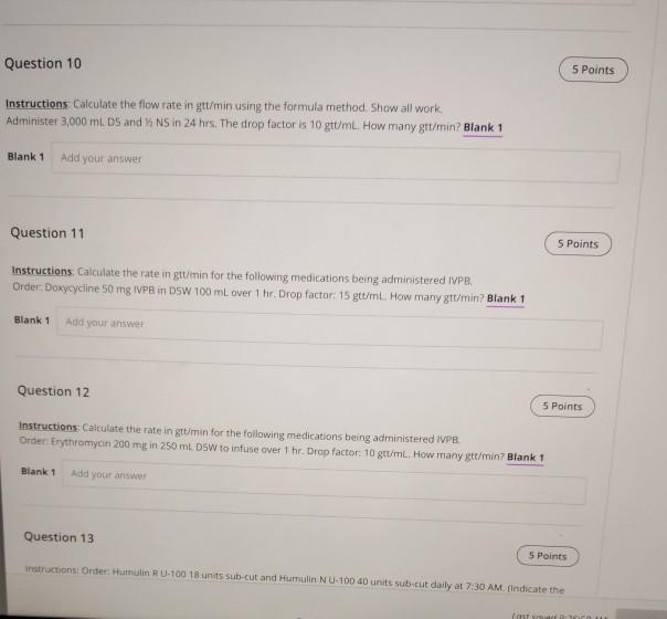 Solved Question 10 S Points Instructions Calculate the flow | Chegg.com