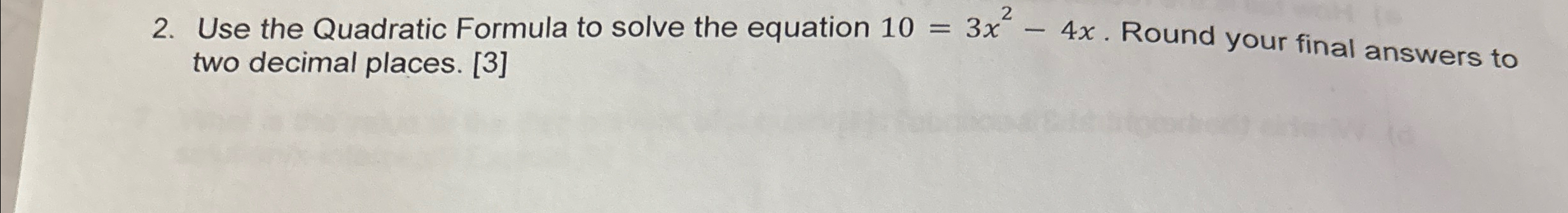 Solved Use the Quadratic Formula to solve the equation | Chegg.com
