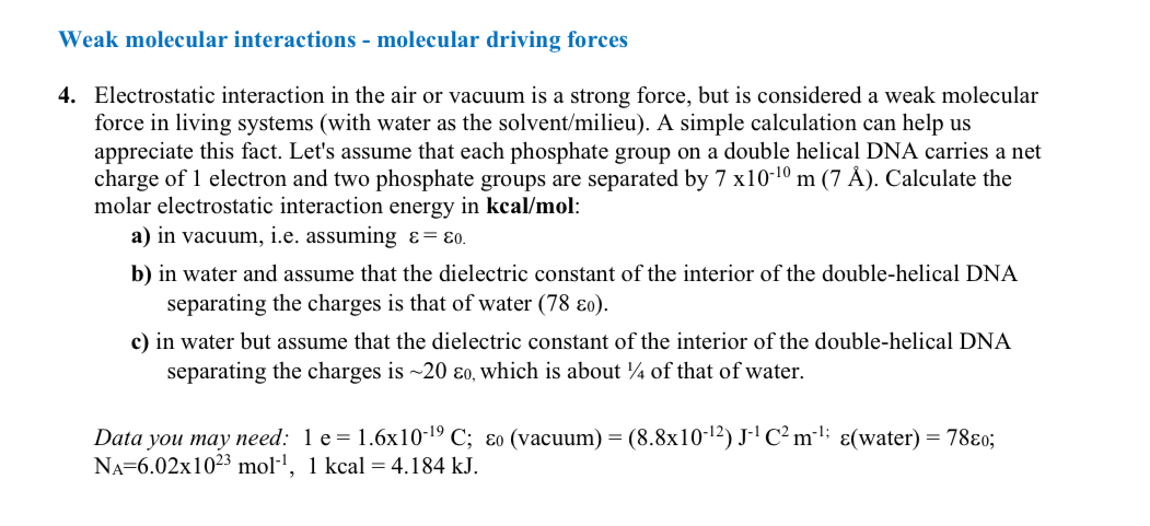 Weak molecular interactions - ﻿molecular driving | Chegg.com