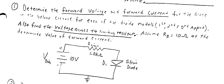 Solved (1) ﻿Determine the forward volige and forward curvent | Chegg.com
