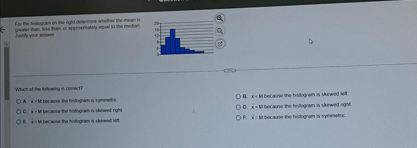 Solved For the histogram on the right determine whether the | Chegg.com
