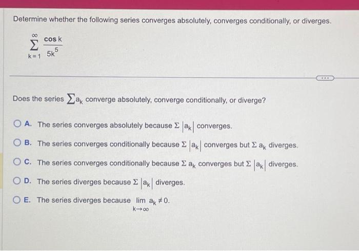 Solved Determine whether the following series converges | Chegg.com