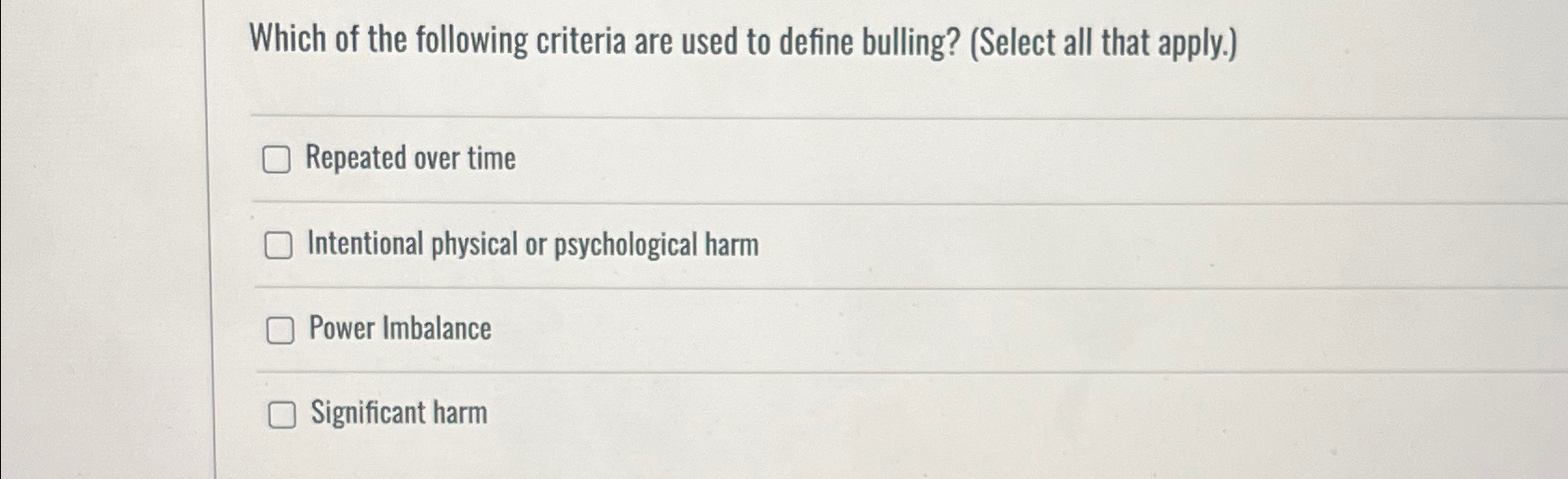 Solved Which of the following criteria are used to define | Chegg.com