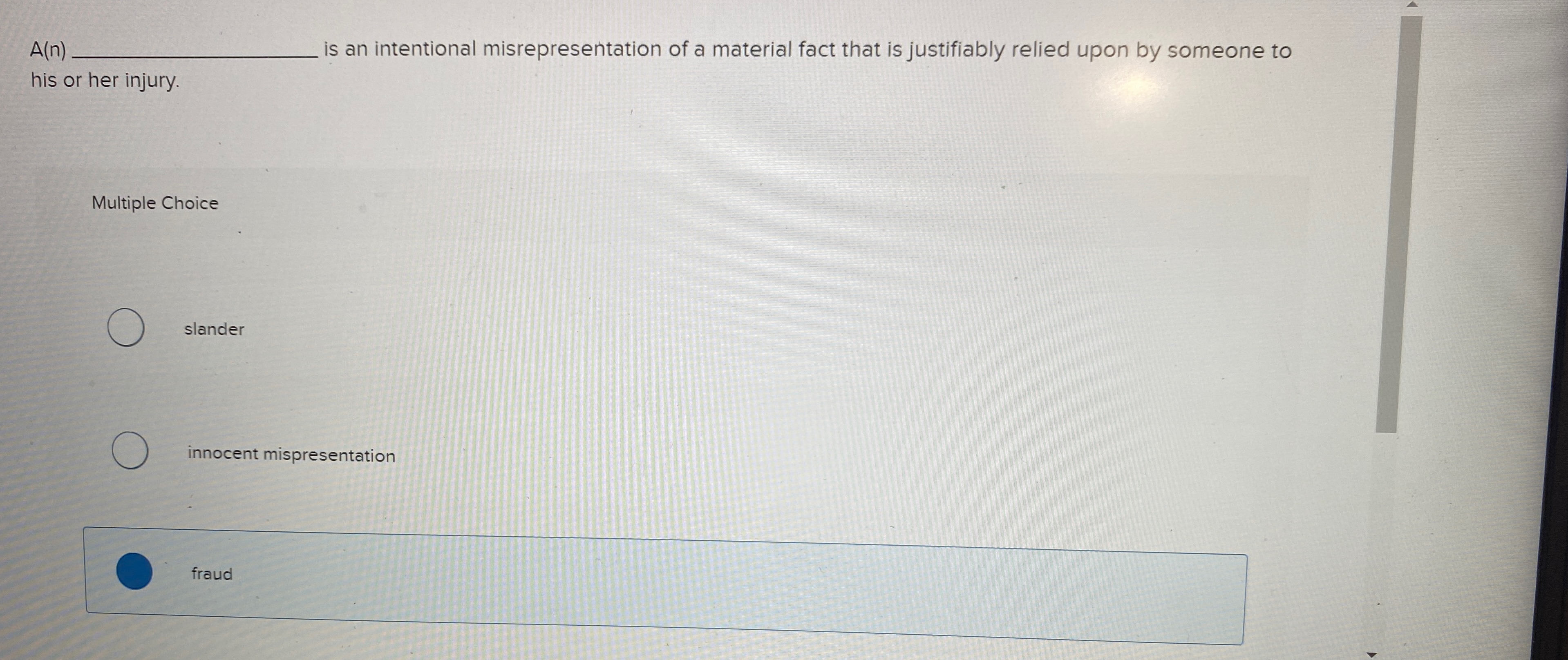 Solved A(n). ﻿is an intentional misrepresentation of a | Chegg.com