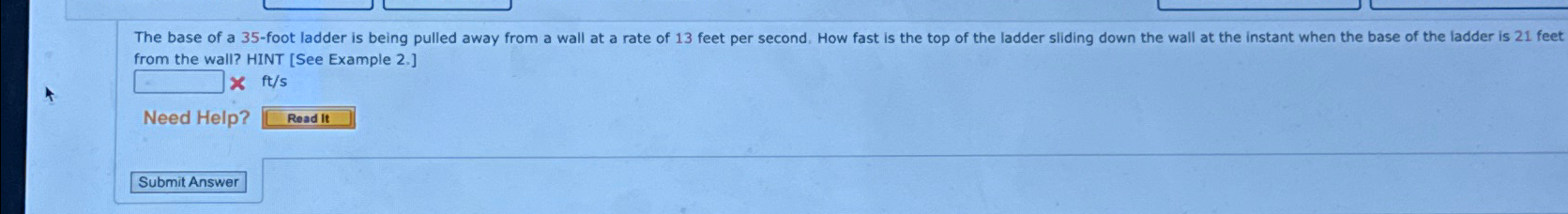 Solved The base of a 35 -foot ladder is being pulled away | Chegg.com