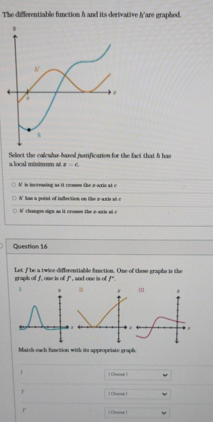 Solved The differentiable function h and its derivative hare | Chegg.com
