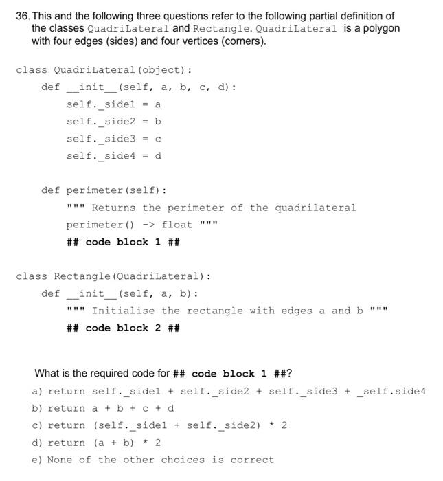 Solved 36. This and the following three questions refer to | Chegg.com