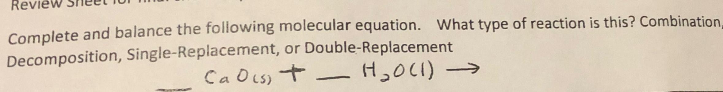 Solved Complete and balance the following molecular | Chegg.com