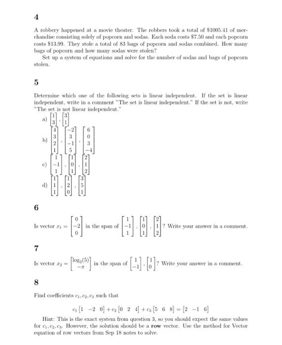 1 Solve the following system of equations: | Chegg.com