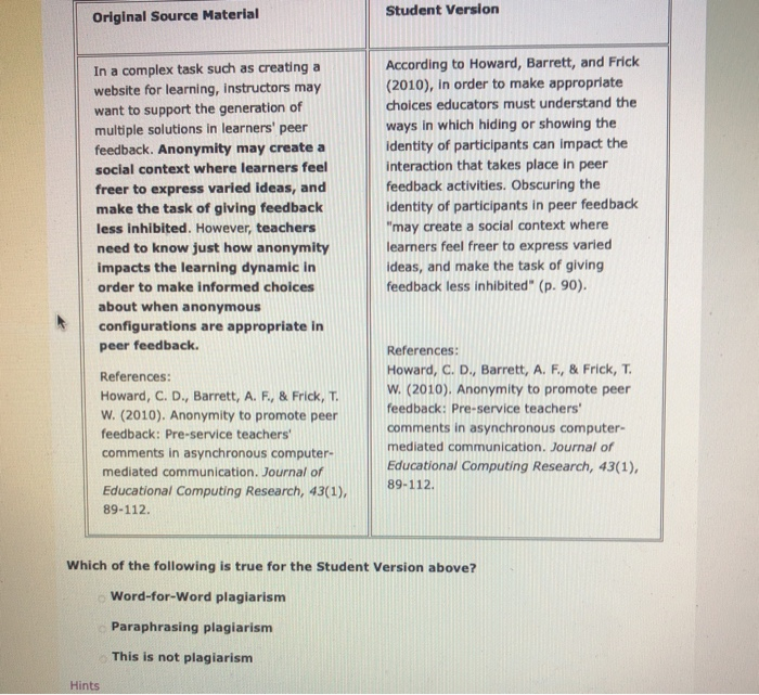 Solved Original Source Material Student Version When major | Chegg.com